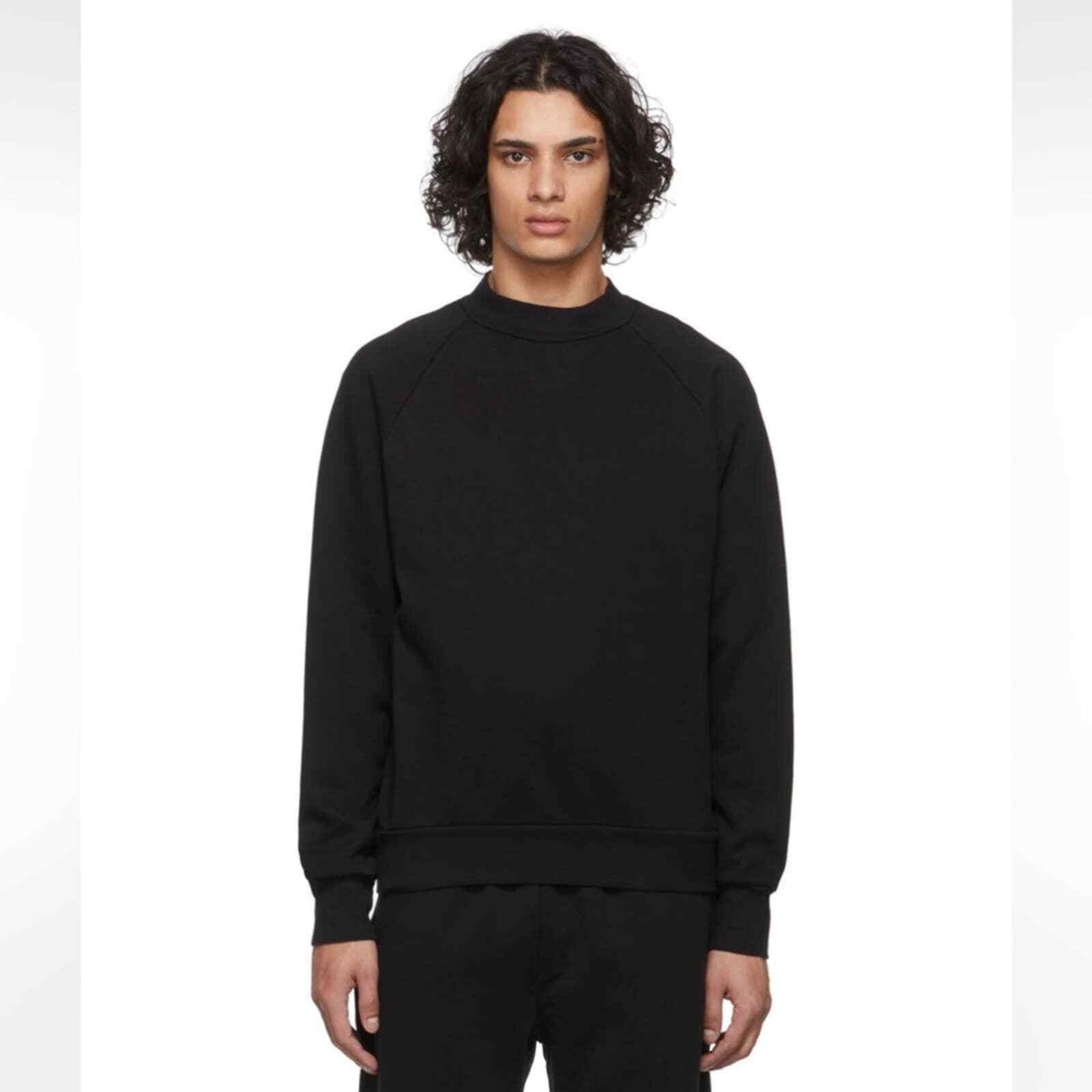 LES TIEN Black Heavyweight Mock Neck Raglan Sweatshirt - Gem