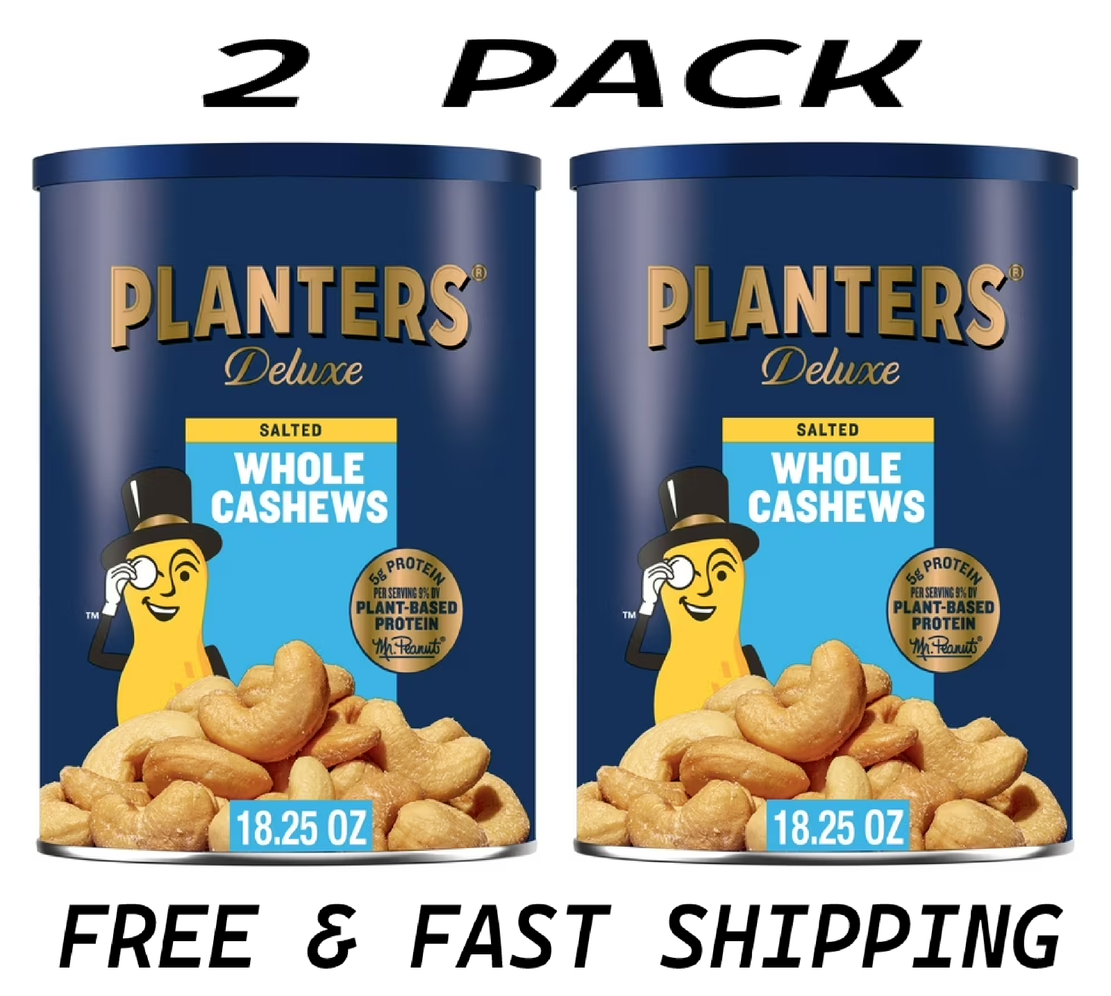 PLANTERS Deluxe Salted Whole Cashews, Party Snacks, Protein 18.25oz (2 ...