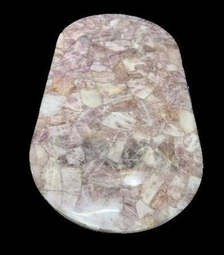 Oval Rose Quartz Gemstone Center Dining Tabletop Home Luxury Interior ...