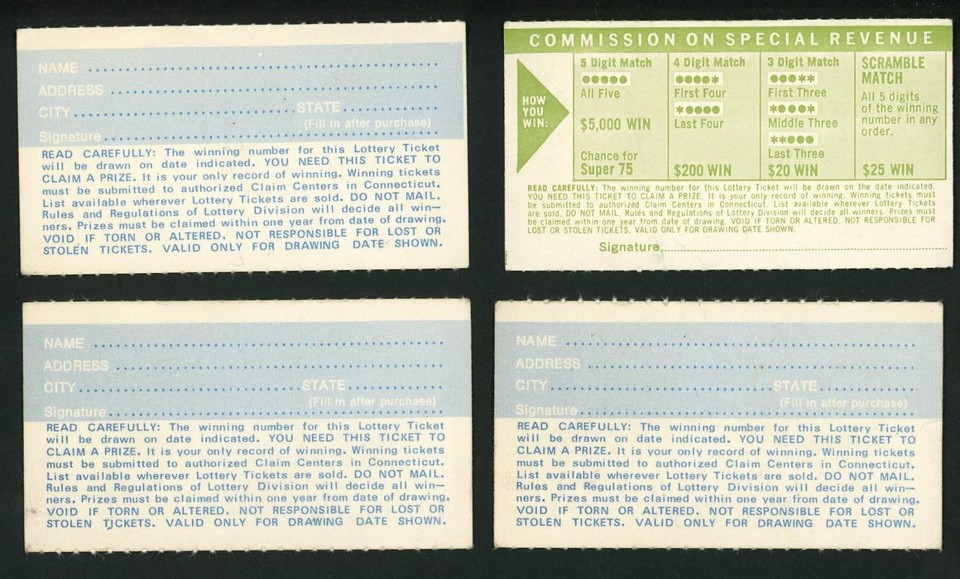 1972 lot of 5 Connecticut Lottery Tickets Commemorative | eBay