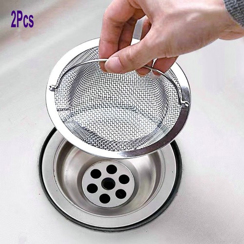 2Pcs Stainless Steel Kitchen Sink Strainer Mesh Screen Bath Drain ...