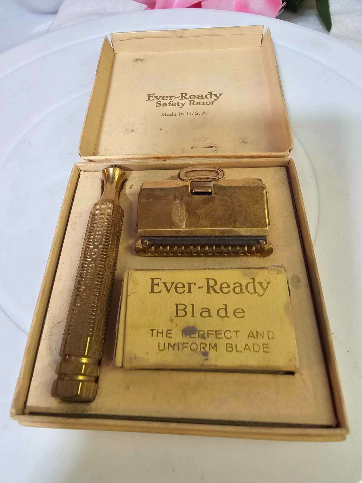 Vtg ever ready safety razor 1912 USA goldtone w/ Box - A3 | eBay