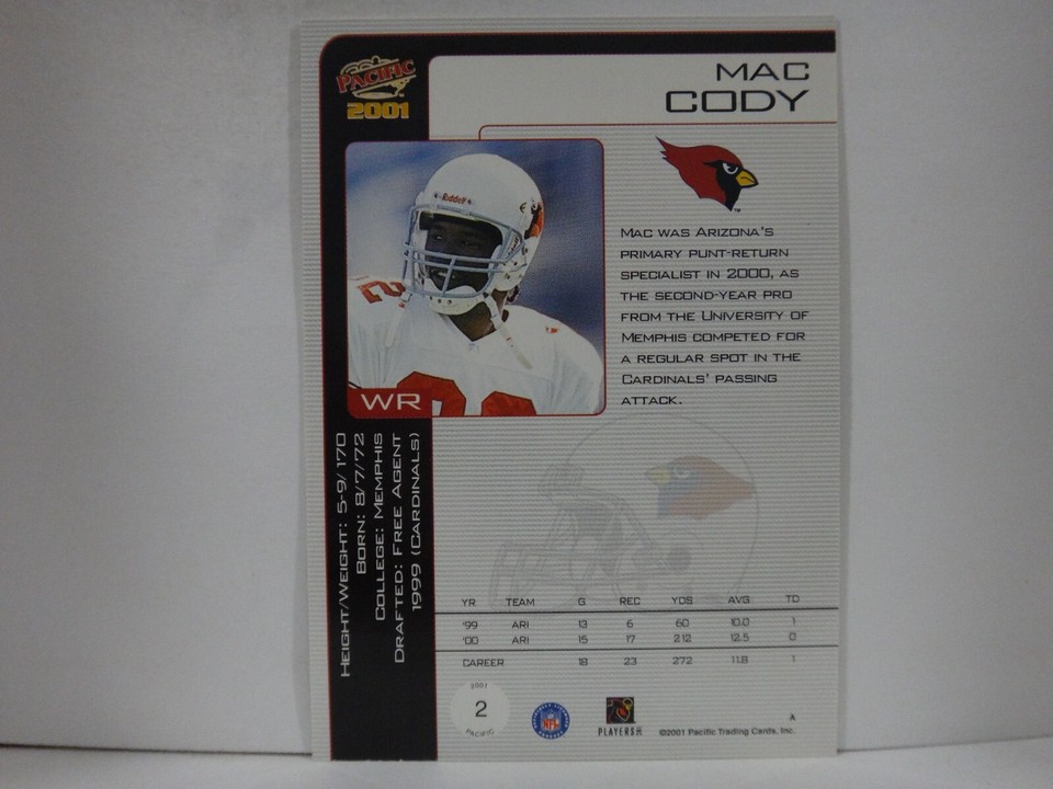 2001 Pacific Retail LTD #2 Mac Cody /299 | eBay
