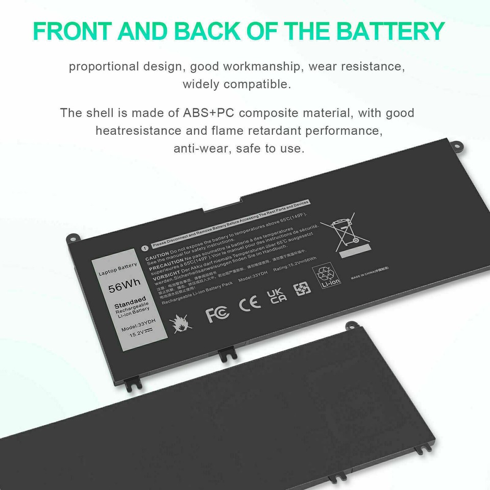 LOT 33YDH Battery for Dell Latitude 3380 3480 3490 3580 3590 Inspiron ...