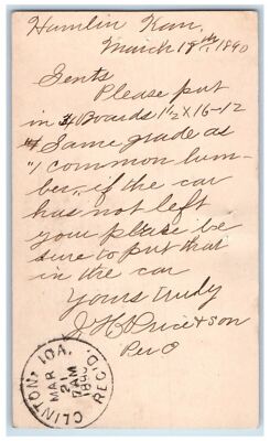1890 JH Price & Son Hamlin Kansas KS WJ Young & Co Clinton Iowa IA ...