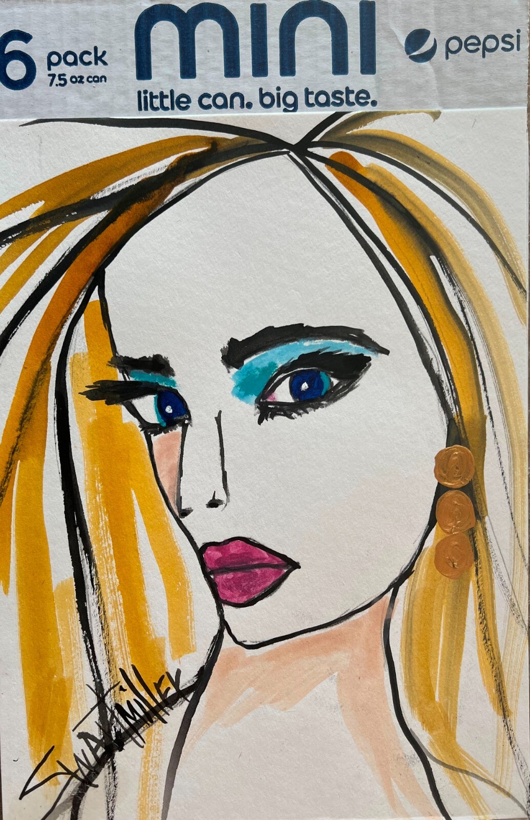 PEPSI PORTRAIT Painting COLORFUL SWARTZMILLER DNA SIGNED ART UPCYCLED ...