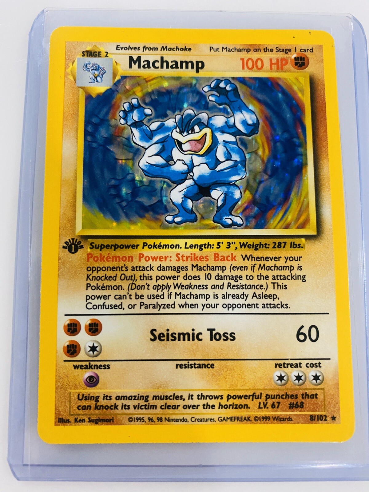 Rare 1st Edition Holographic Machamp Pokémon Card 8/102 Great Condition ...