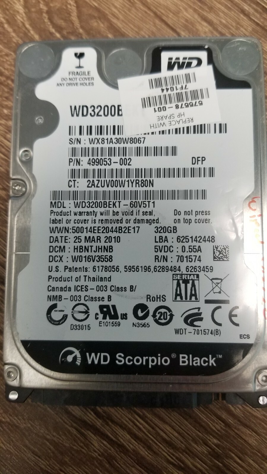Western Digital 320GB 2.5" SATA Laptop Hard Drive WD3200BEKT **WIPED ...