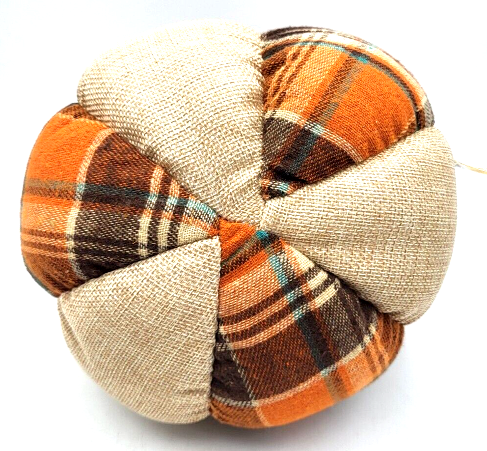 DanDee Plush Pumpkin Thanksgiving Decor Autumn Plaid & Burlap 8x8" | eBay