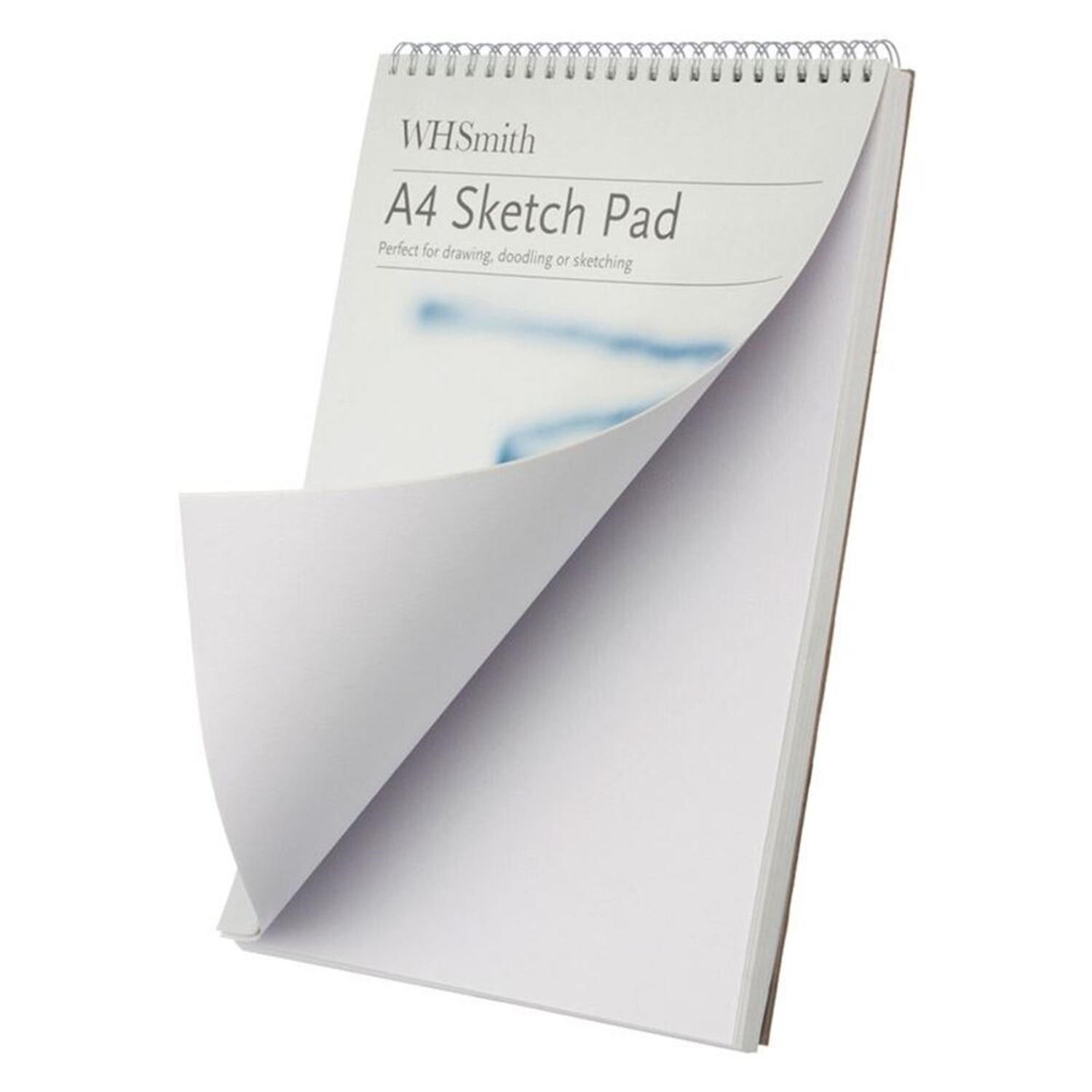WHSmith A4 Sketch Pad White Spiral Bound 135 GSM Pack of 50 Acid ...