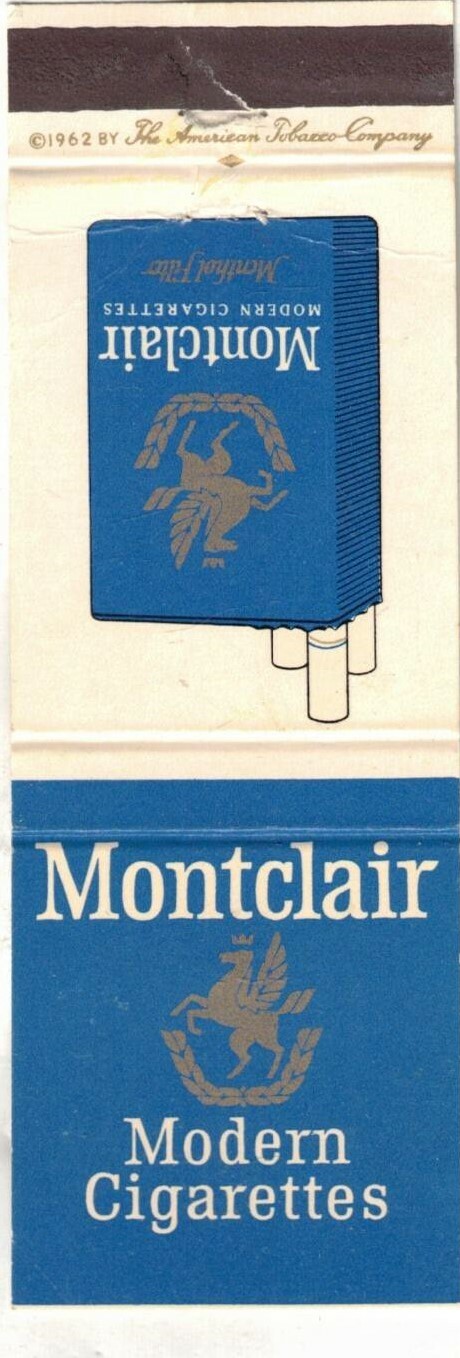 MONTCLAIR-MODERN CIGARETTE'S-MATCHBOOK-EMPTY-ONE 1/2 INCHES WIDTH-1960 ...