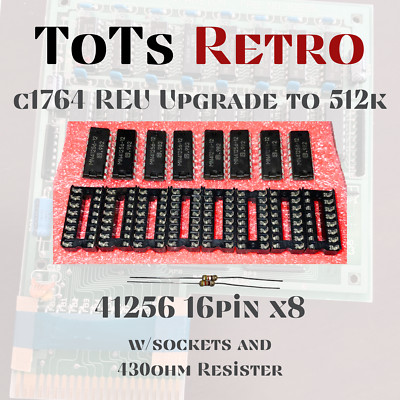 Commodore 1764 REU Ram Expansion 512k Upgrade Kit 16Pin DIP w/Sockets ...