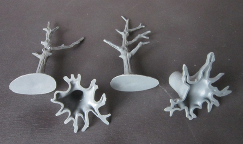 lot (4) Vintage Gray MARX DEAD TREES & STUMPS Replacement play set ...