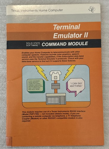 Terminal Emulator II 2 for TI 99/4A Computer Game Manual Classic 1981 ...
