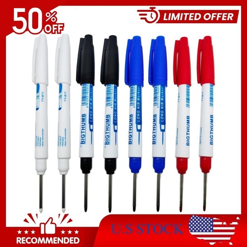 8Pcs Waterproof Deep Reach Markers Long Nose Permanent Marker Pens 2Mm ...