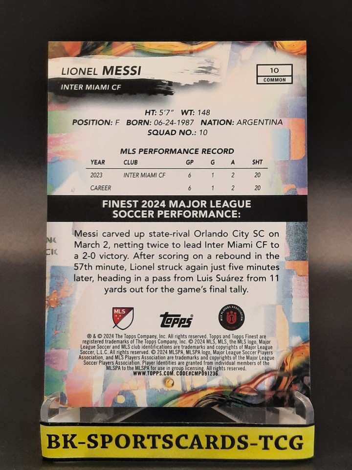 2024 Topps Finest MLS LIONEL MESSI Common Inter Miami CF #10 | eBay