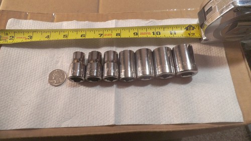 Craftsman USA 7 pc 1/2 drive 12pt SAE shallow sockets, sizes 7/16 to 13 ...