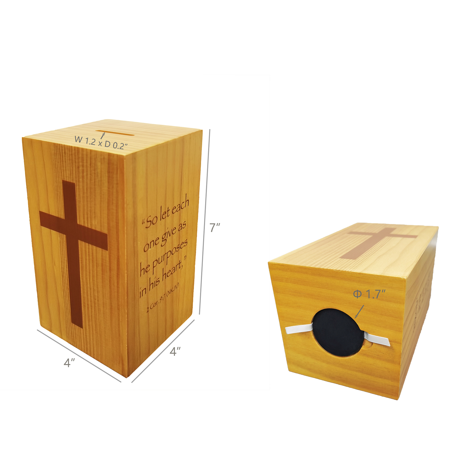 Small 4X4X7" Solid Wood Donation Box, Coin Collection Box Kids Tithese ...