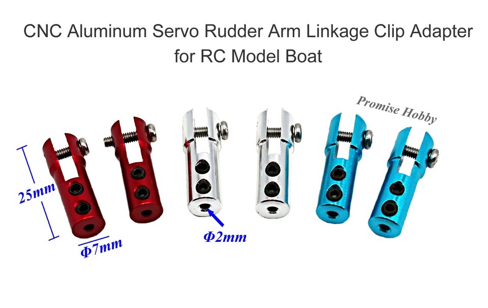 CNC Aluminum Servo Rudder Arm Linkage Clip Adapter w/ Rod for RC Model ...