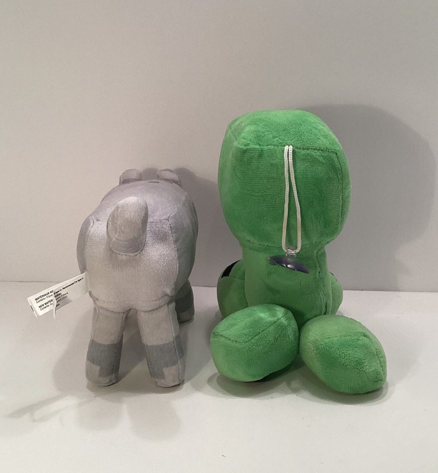 Minecraft Creeper & Wolf Plush, Green creeper, Gray Wolf Plush Toys 9 ...