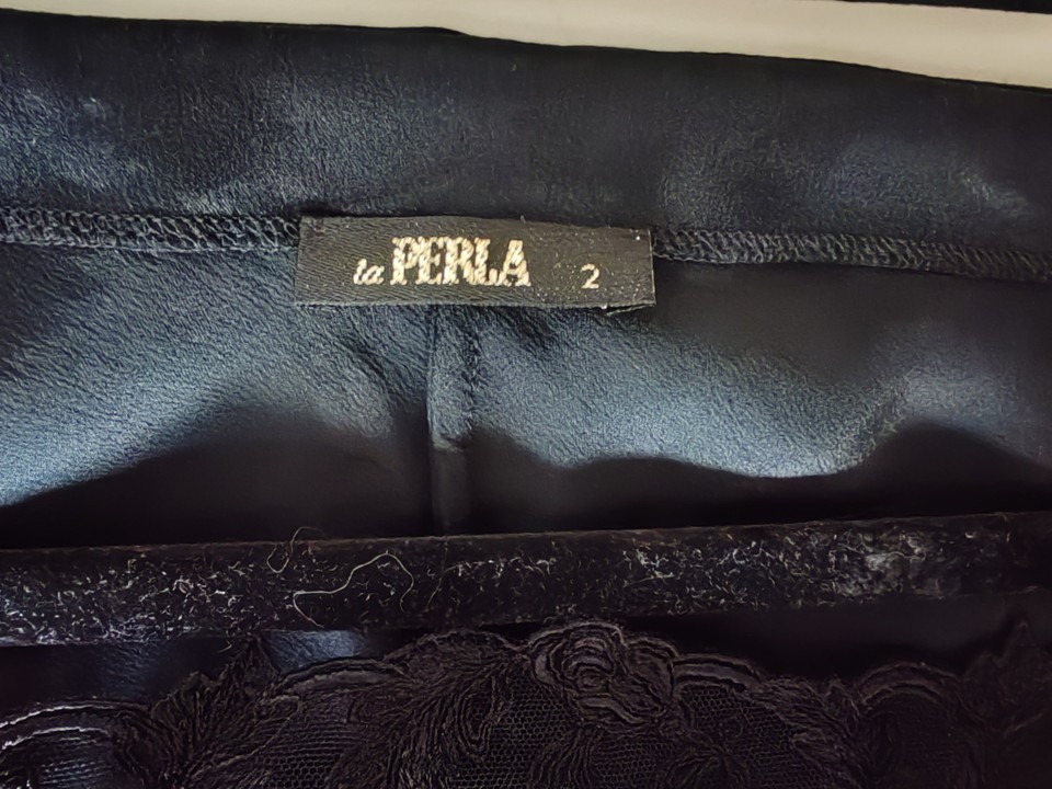 La Perla SILK 2 Ladies Night dress Gown lace stretch Long Black Italian ...