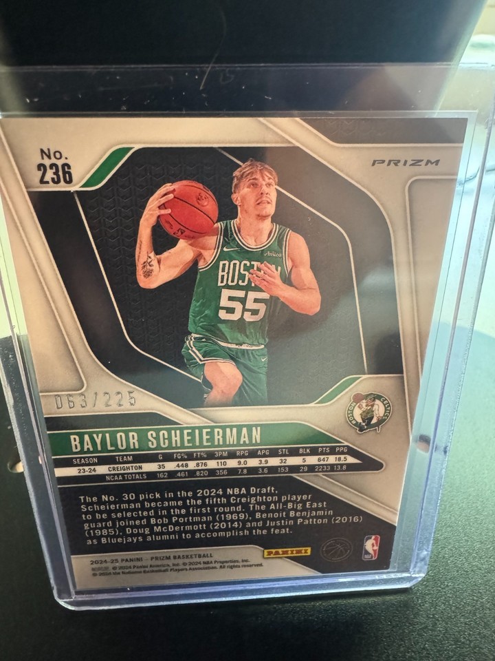 Baylor Scheierman Rookie Panini 24-25 Green Pulsar Prizm 63/225 #236 ...