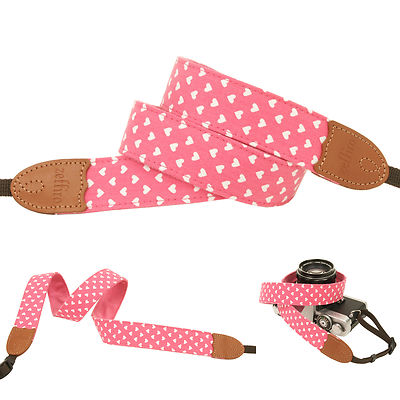 Pink heart print Fashion Camera Neck Shoulder Strap for Film SLR DSLR ...