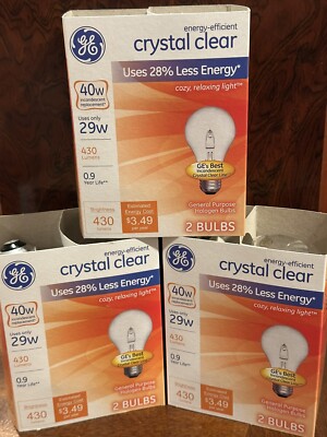 GE - Crystal Clear - 40 W (uses 29 w) Bulbs - 3 Packs/6 Bulbs | eBay