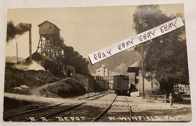 OLD WINFIELD PA RAILROAD DEPOT LIME KILNS BUTLER COUNTY REAL PHOTO RPPC ...