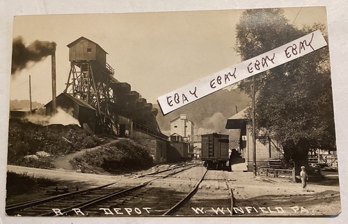 OLD WINFIELD PA RAILROAD DEPOT LIME KILNS BUTLER COUNTY REAL PHOTO RPPC ...