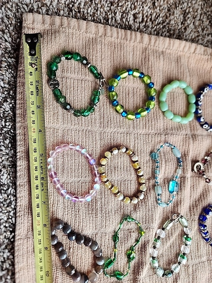 Lot Of 12 Beaded Braclets In Glass Metal And Plastic | eBay