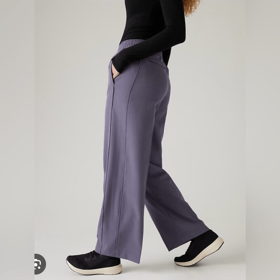 Athleta size M Medium Stride Pant Wide Leg | Nightfall Purple #658453 ...