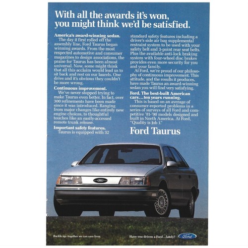 Ford Taurus Automobile Car 1990s Vintage Print Ad | eBay
