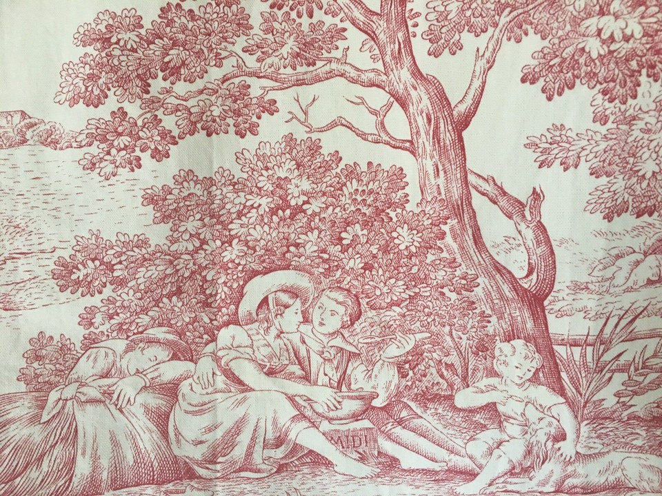 Vintage French Country Farm Pastoral Toile Cotton Fabric ~ Burnished ...