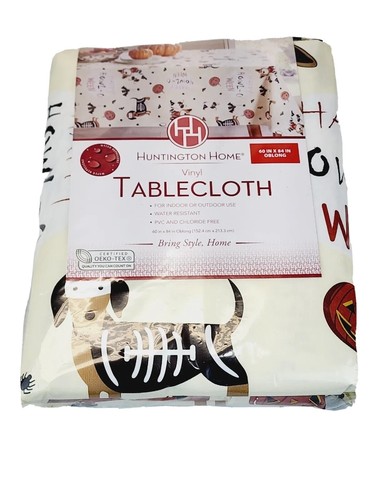 Huntington Home Halloween Cream Orange Dog Bats 60" x 84" Vinyl ...