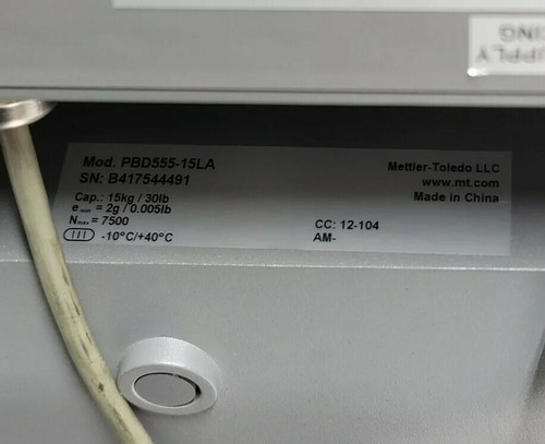 METTLER TOLEDO PBD555-15LA "ICS445" 30 LBS. SCALE WITH 300 LBS ...
