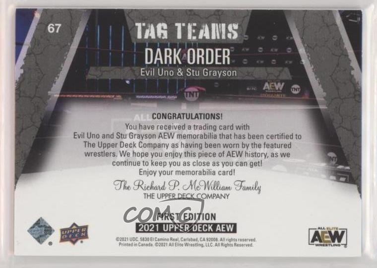 2021 AEW Red Memorabilia 14/25 Evil Uno Stu Grayson #67 Rookie Patch RC ...