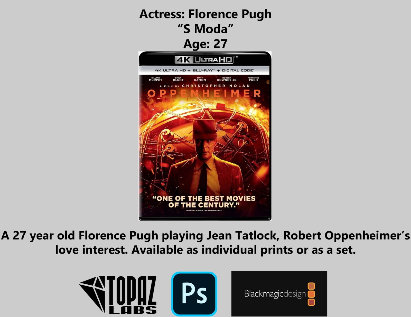 Florence Pugh (Oppenheimer) "Chair" 5 Print Various Options Sizes | eBay