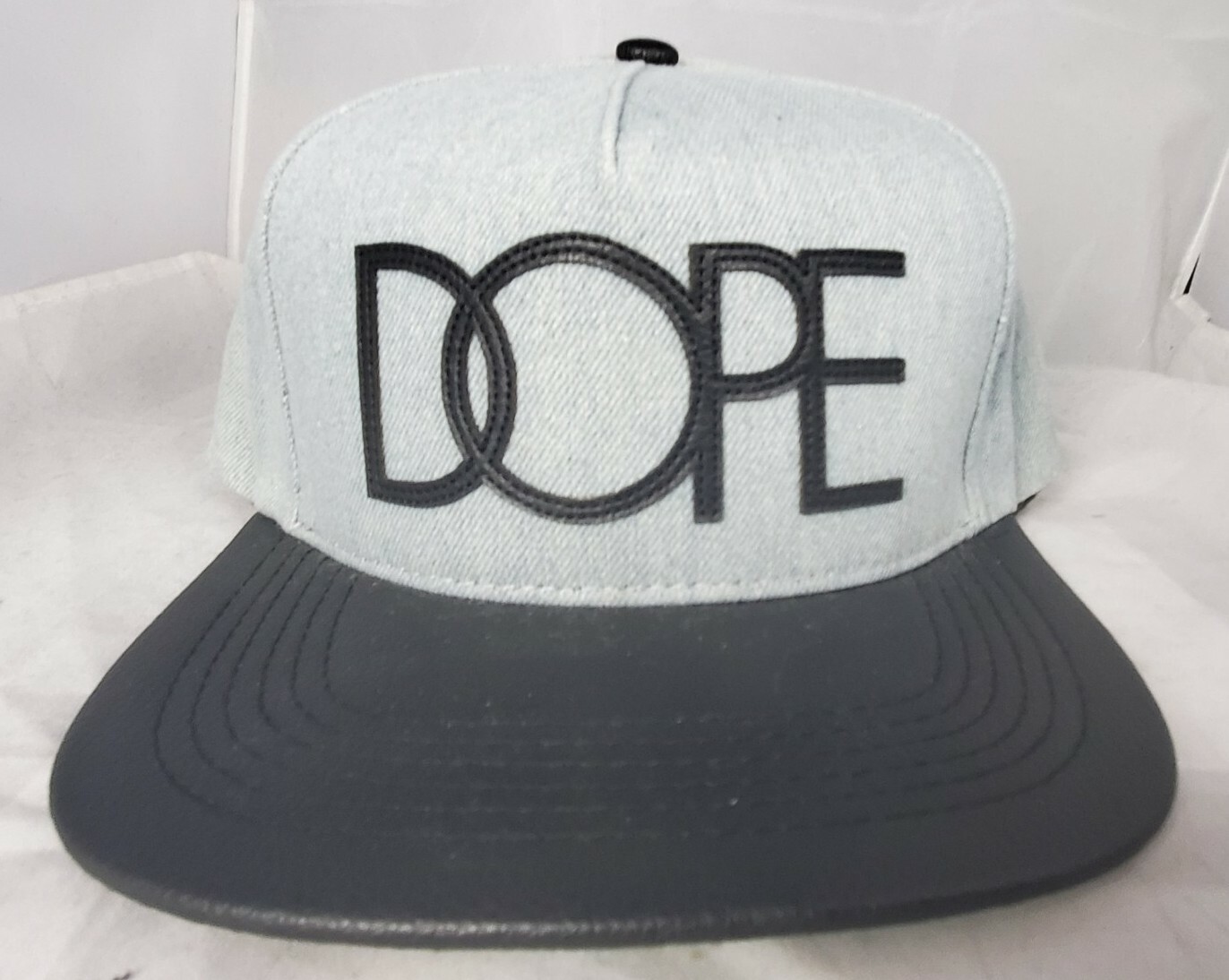 DOPE Black Logo Washed Stonewashed Denim Snapback Hat… - Gem