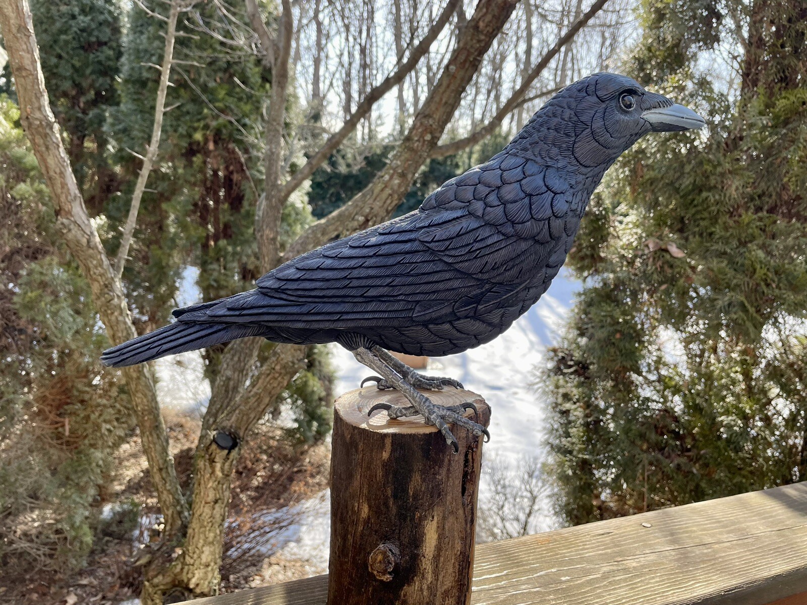 American Crow Wood Carving Hand Carved Life Size Crow, like a Raven | eBay