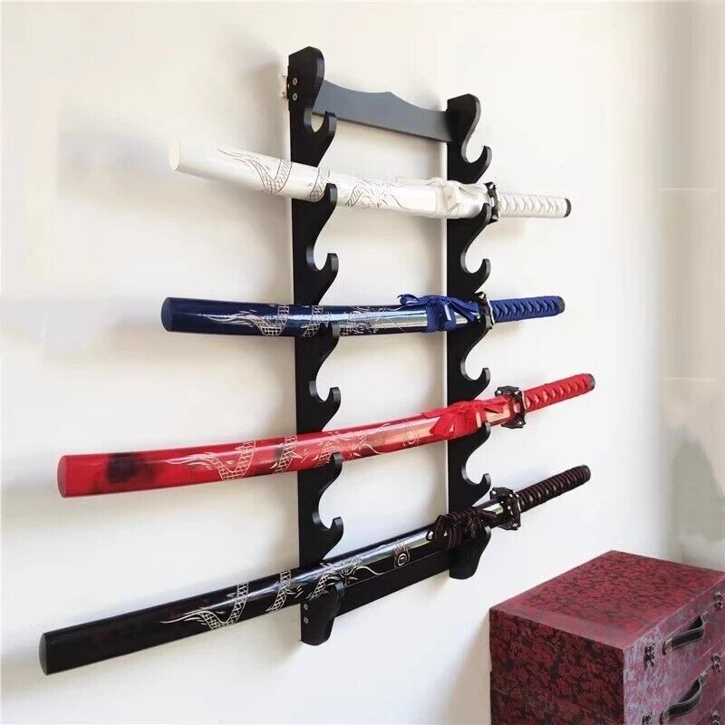 8-Tier Wall Mount Samurai Sword Katana Holder Stand Hanger Bracket Rack ...