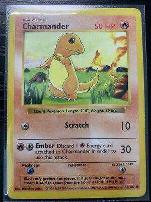 Shadowless Charmander 46/102 - NM - Base Set - Pokemon TCG - WOTC | eBay