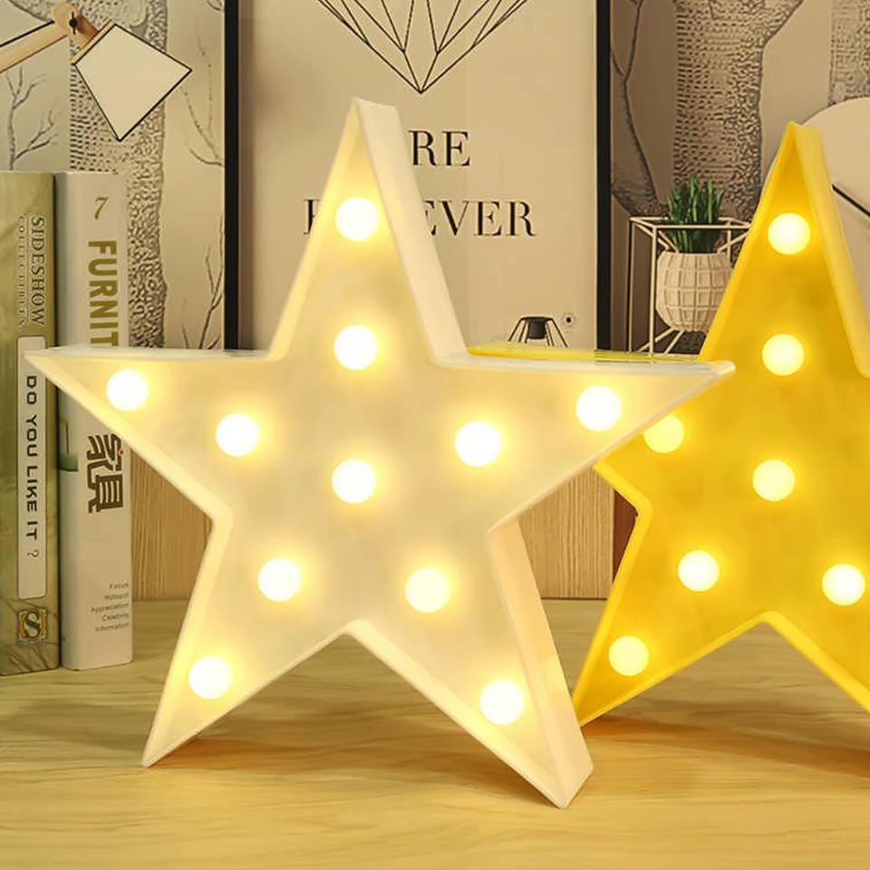 Novelty Place Designer Star Marquee Sign Lights - Warm White LED Lamp ...