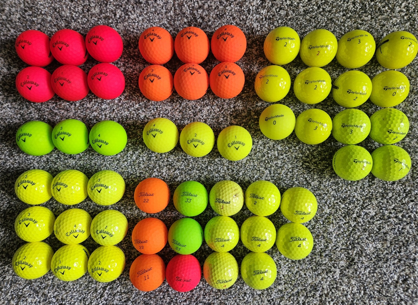 55 Assorted Colored Golf Balls Game Ready Beautiful Condition, Titleist ...