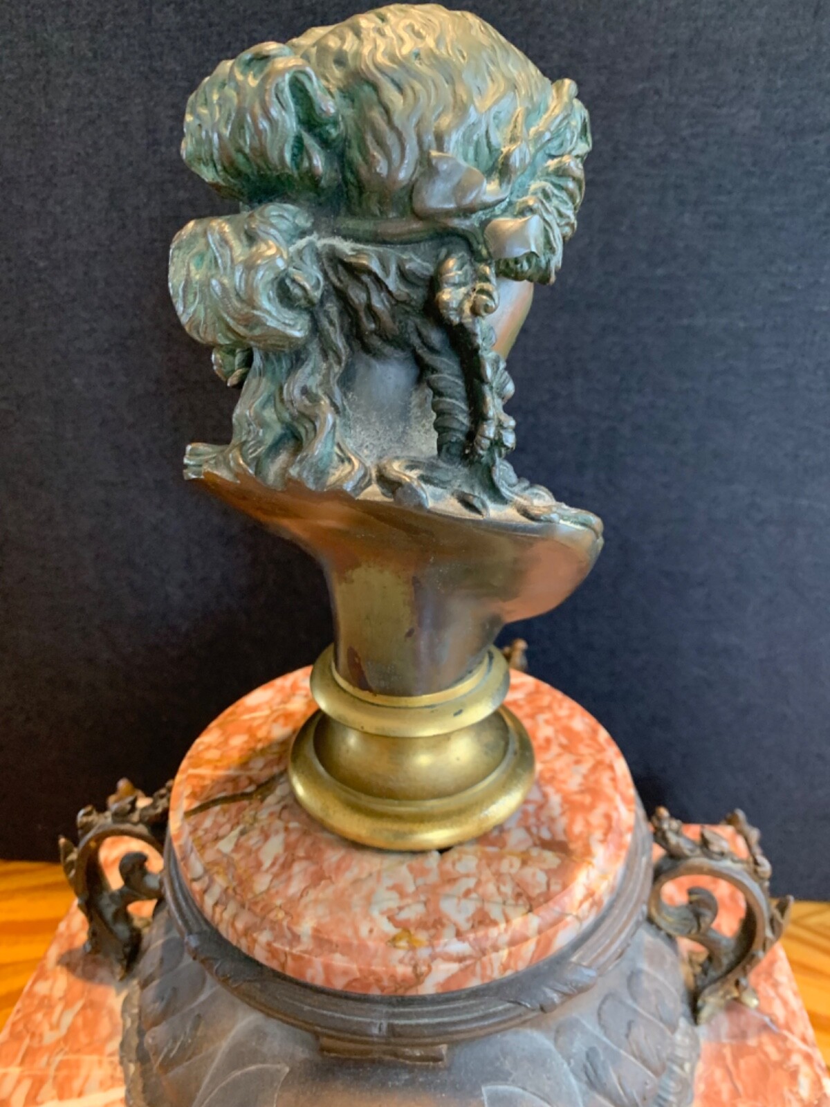 ANTIQUE 19TH C. FRENCH BRONZE & MARBLE PLATEAU DESK/MANTLE CLOCK W ...