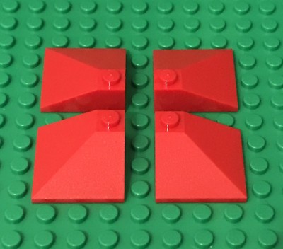 Lego 4 Pieces Red Slope Double Convex 25° 3x3 Kingdoms Castle Roof ...
