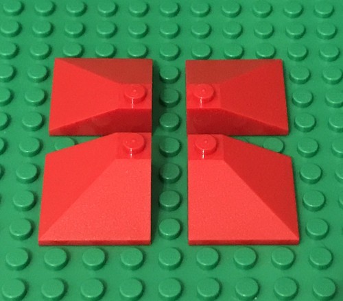 Lego 4 Red Slope Double Convex 25° 3x3 Kingdoms Castle Roof Corner ...