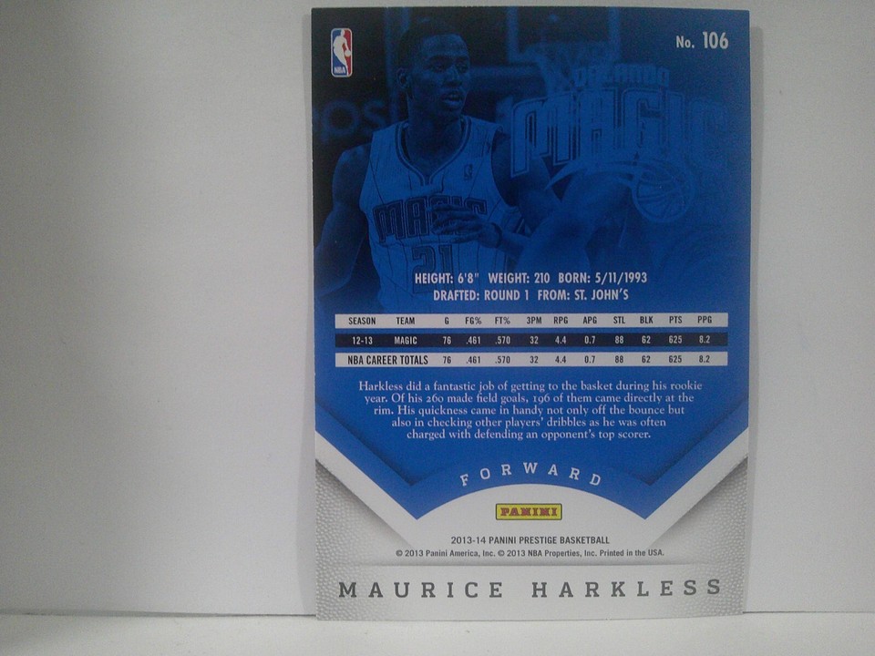 Maurice Harkless 2013-14 Panini Prestige Silver Bonus Shot Parallel ...