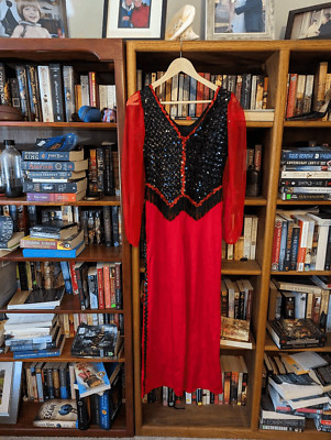 costume ringmaster showgirl circus red and black sequined costume one ...