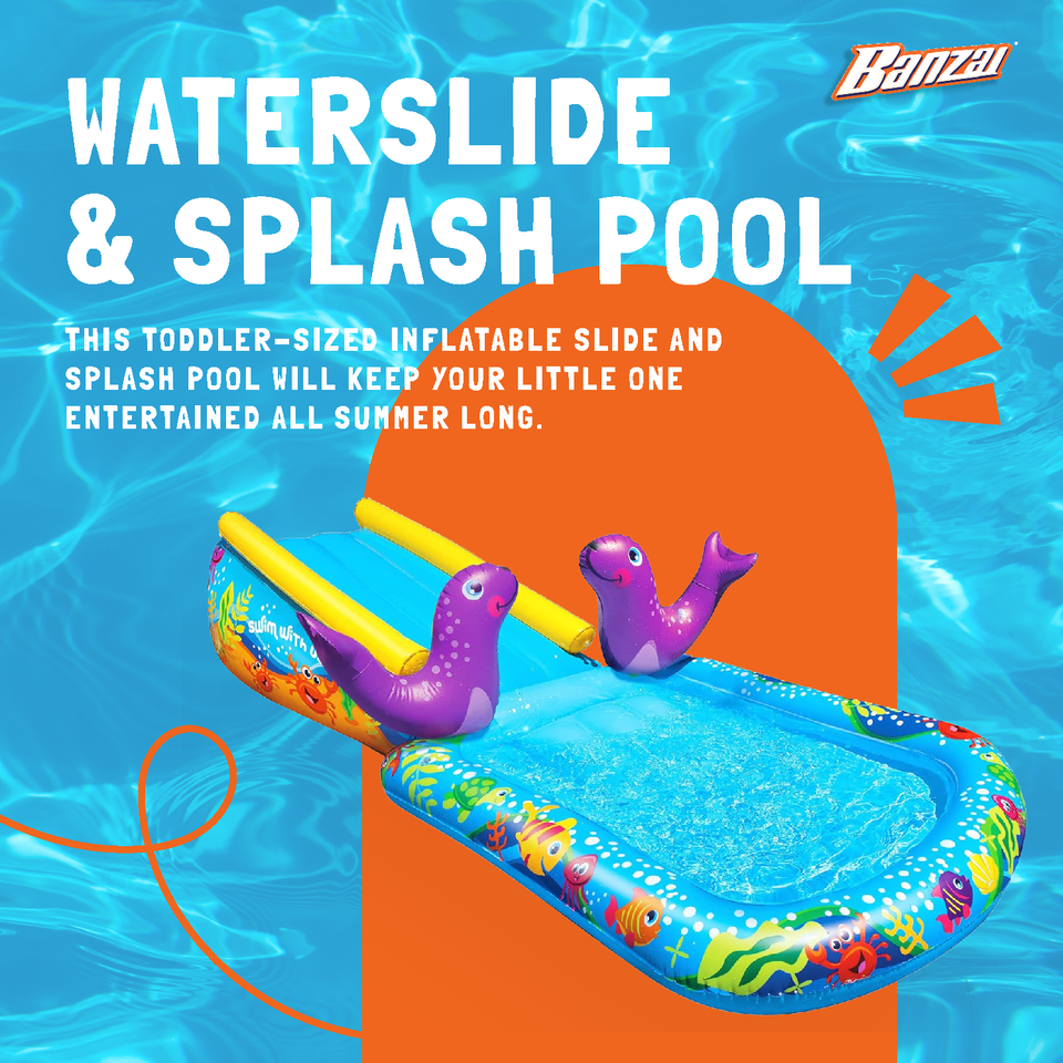 Banzai Kid Toddler Outdoor Inflatable My First Water Slide & Splash ...